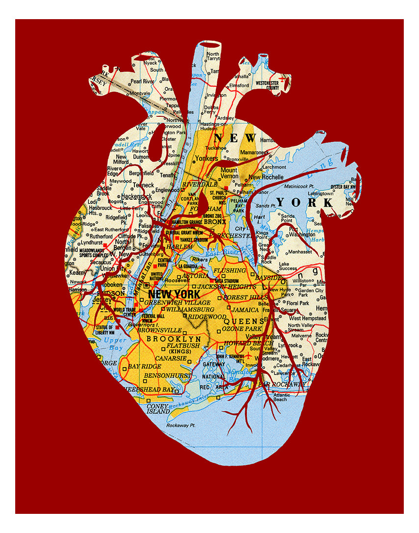 New York Map Heart Print By Bombus Off The Peg